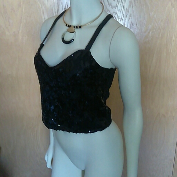 bebe | Tops | Sexy Sequined Bebe Crop Top S New | Poshmark